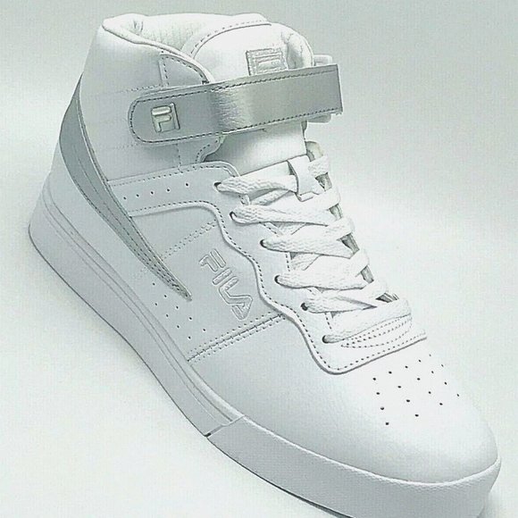 Fila | Shoes | Mens Fila Vulc 3 Mid Plus White Silver Sneakers Nwt ...